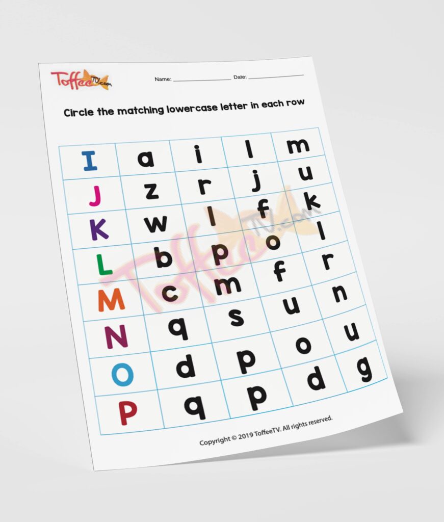 Circle the Matching Lowercase Letter in Each Row – ToffeeTV