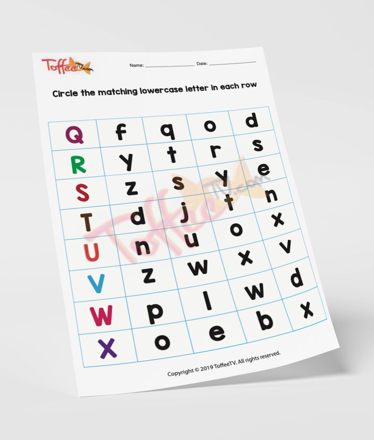 Circle the Matching Lowercase Letter in Each Row – ToffeeTV