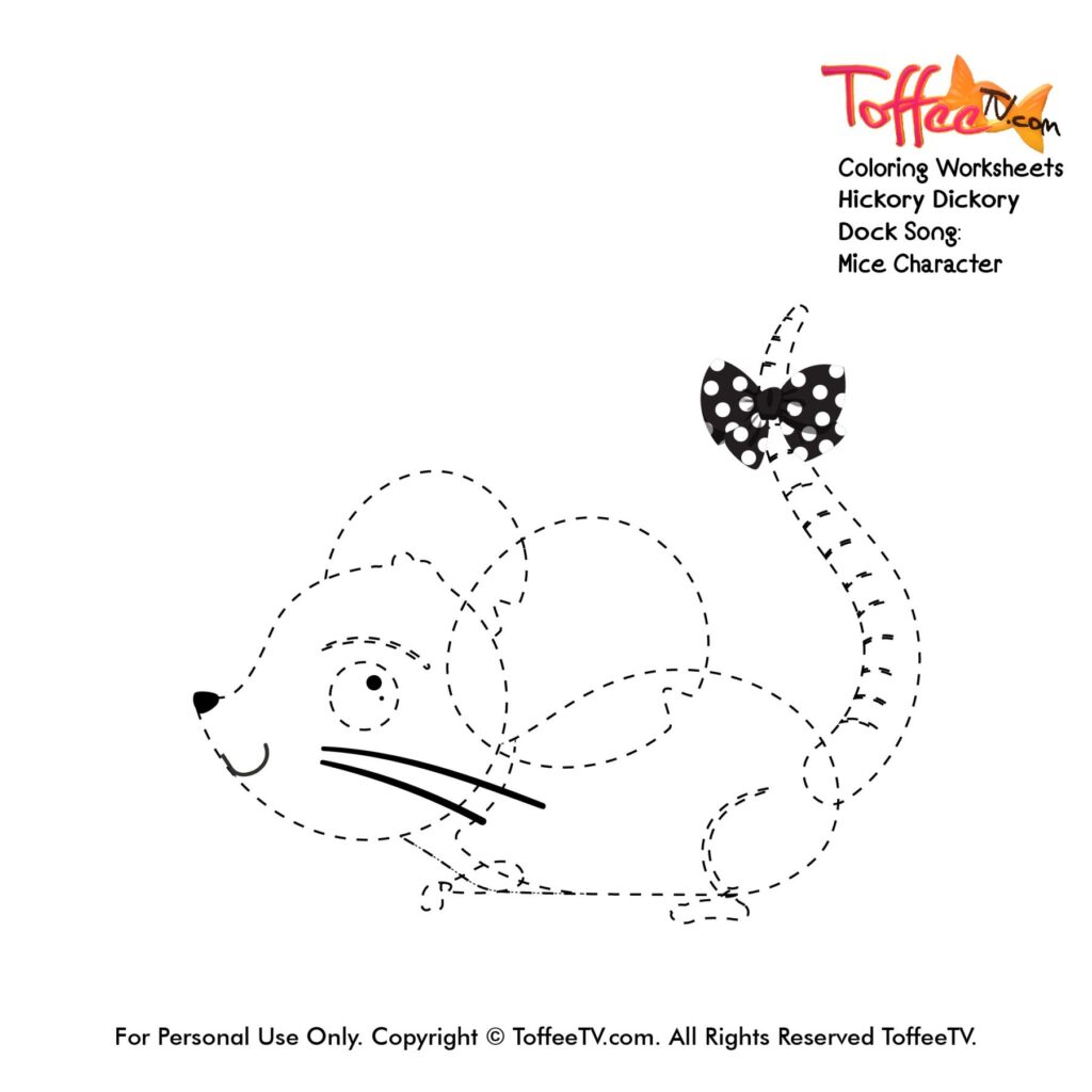 Mice Character – Coloring Worksheet From Hickory Dickory Dock – ToffeeTV