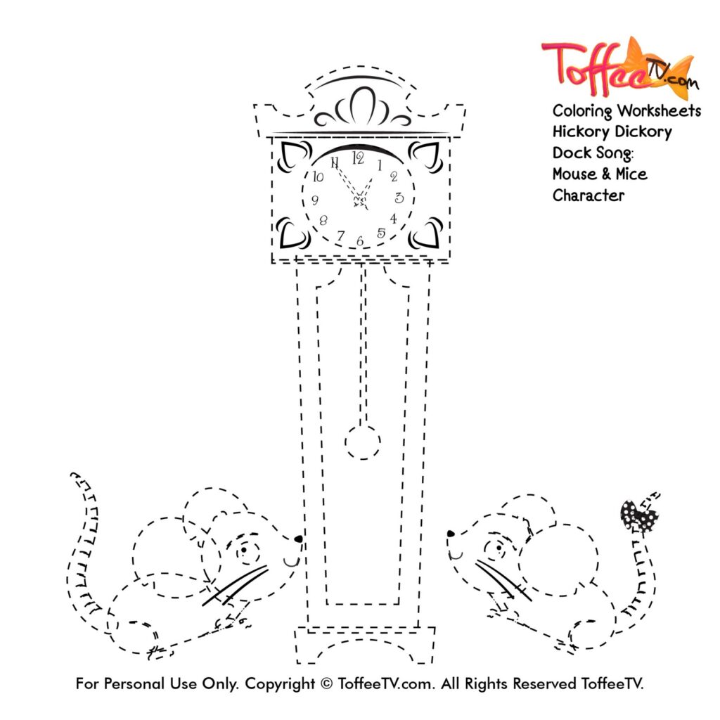 Combined Coloring Worksheet of Hickory Dickory Dock – Mouse, Mice ...