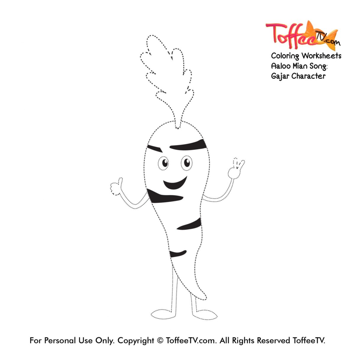 Gajar Character – Coloring Worksheet From Aloo Mian Song – ToffeeTV