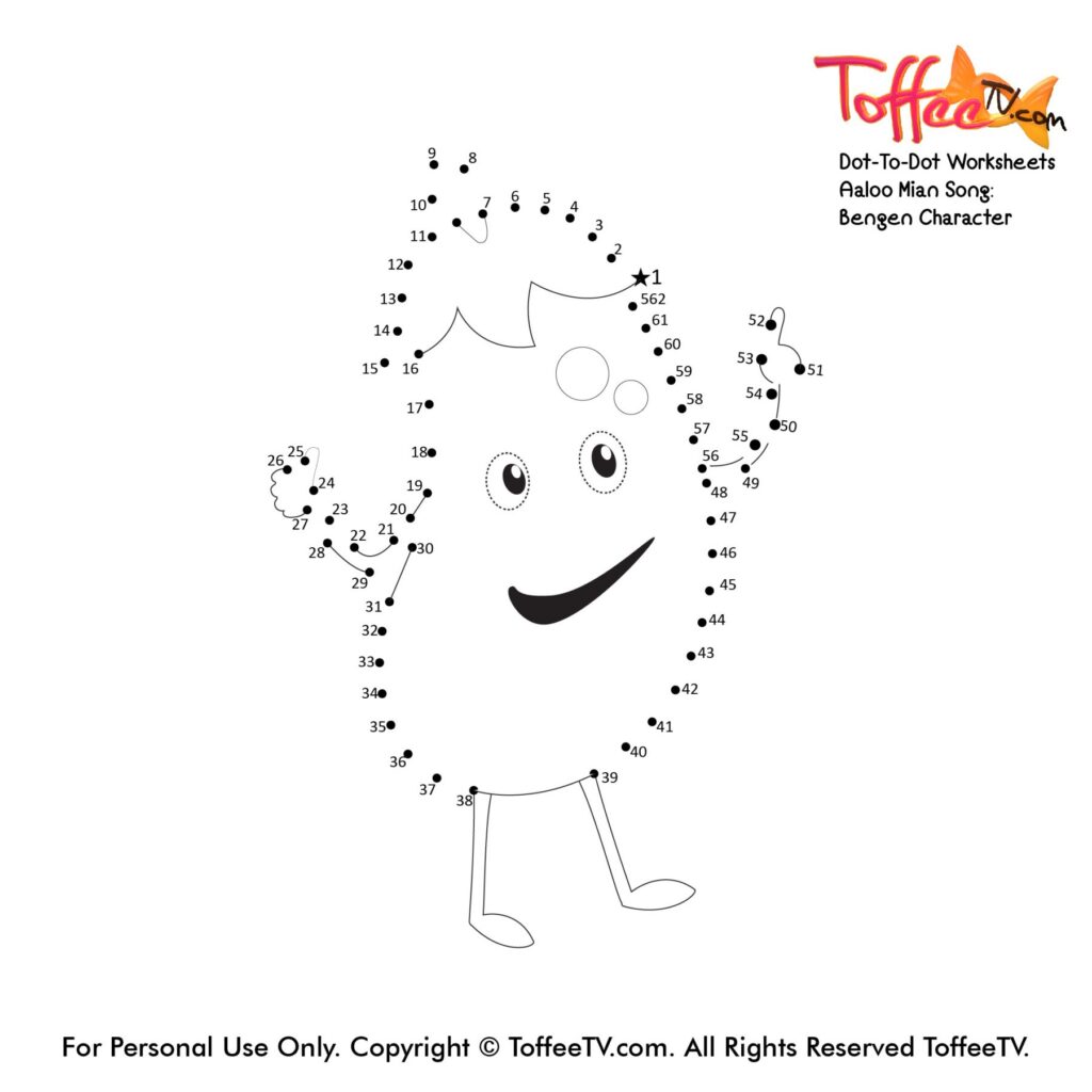 Dot-To-Dot Worksheet of Bengan Character From Aloo Mian Song – ToffeeTV