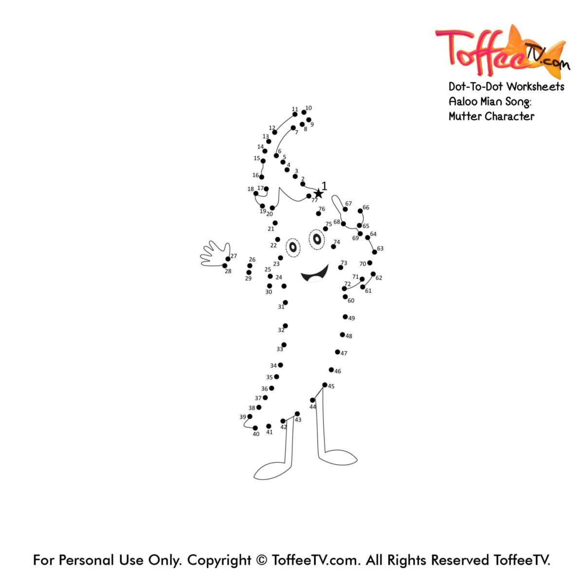 Dot-To-Dot Worksheet of Gajar Character From Aloo Mian Song – ToffeeTV